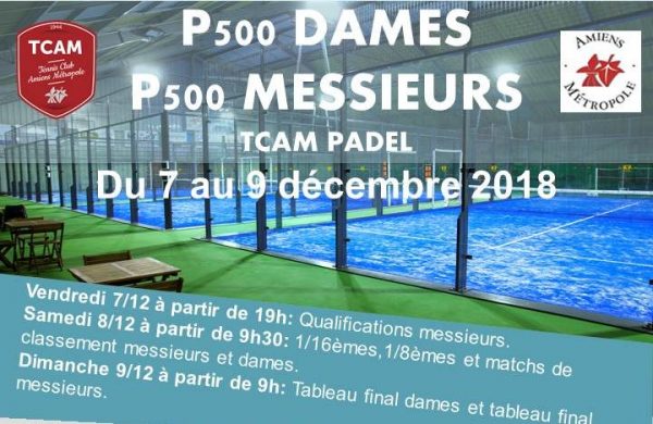 P500 au TCAM du 7 au 9 décembre | Padel Magazine