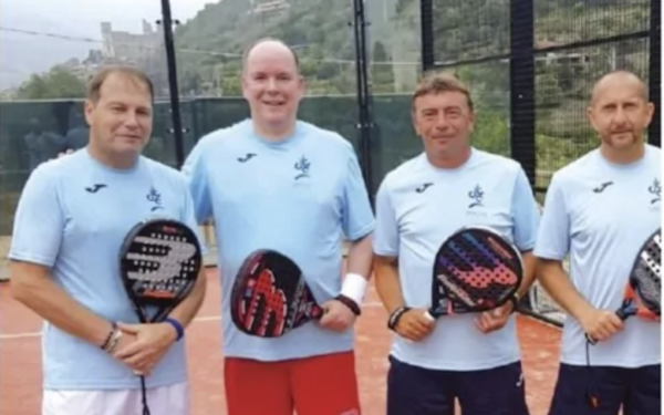Le Prince Albert de Monaco et Charles Leclerc au padel