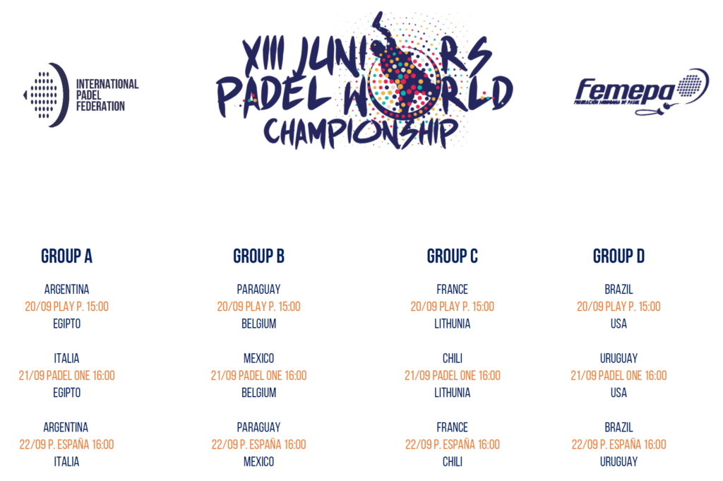 2021 Youth Padel World Championships: Group Schedule