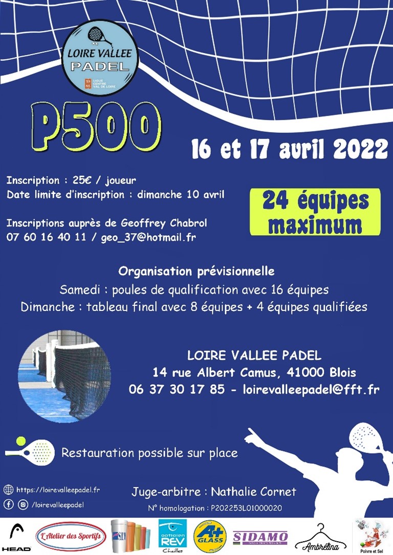 Loire Valley Padel : first P500 for the Blois club