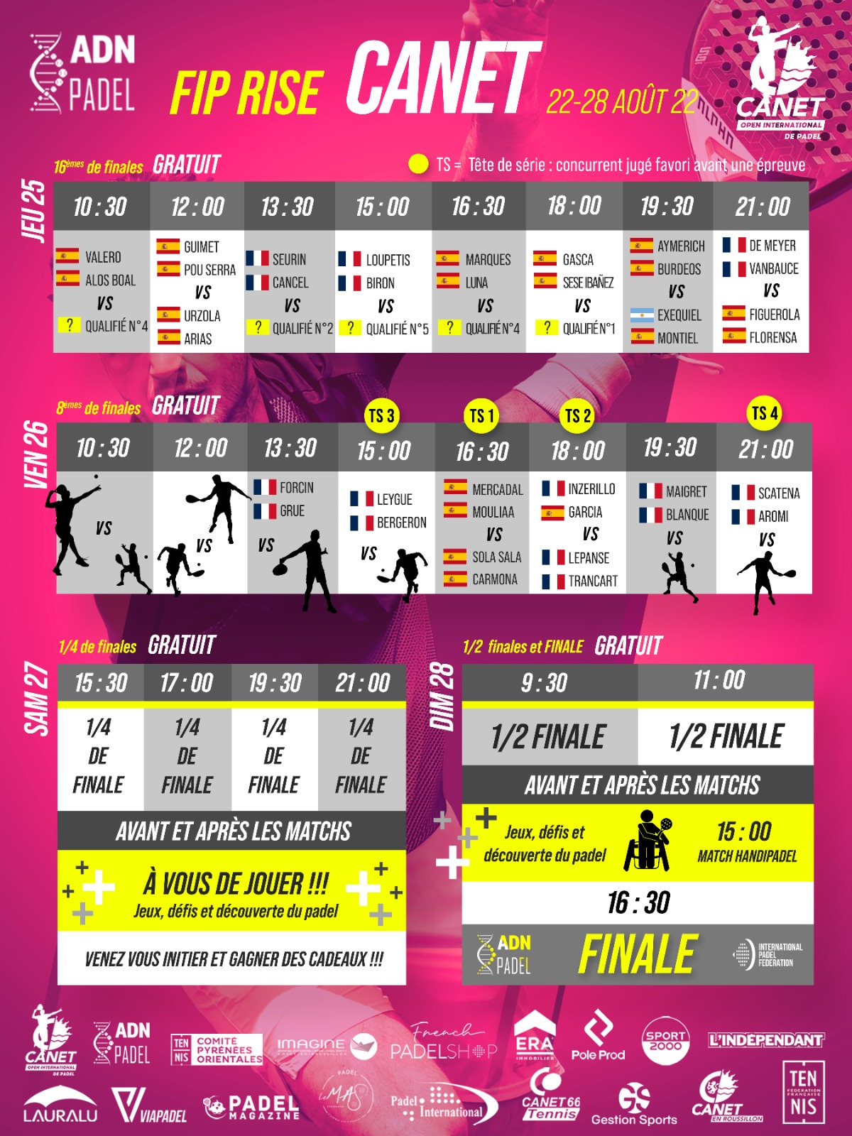 FIP RISE CANET-EN-ROUSSILLON 2022: programma e tabellone principale ...