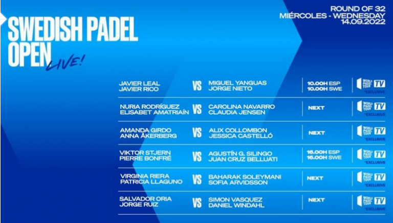 WPT Sweden Padel Open: the round of XNUMX live