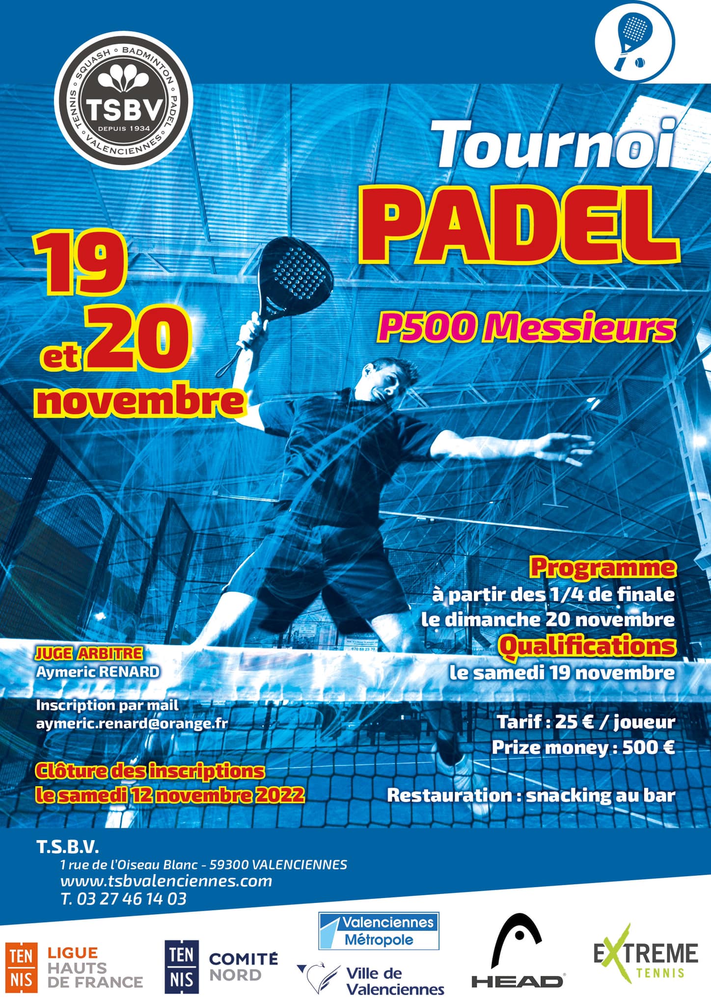 TSB Valenciennes : un grand P500 en préparation | Padel Magazine
